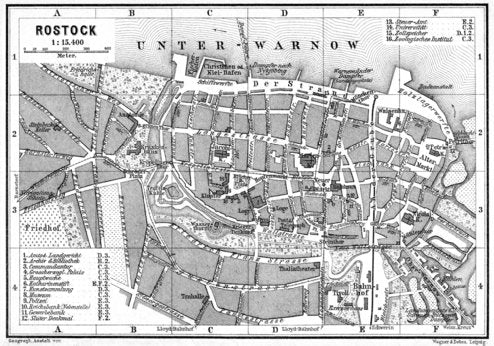 Rostock city Map, 1887 by Waldin | Avenza Maps