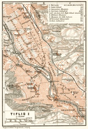 Tiflis (Тифлисъ, თბილისი, Tbilisi) I city Map, 1914 by Waldin | Avenza Maps