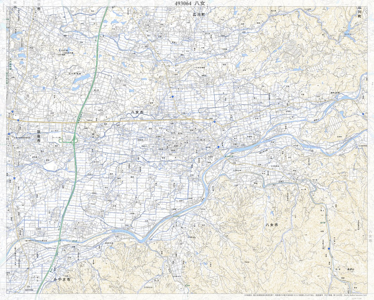 493064 八女（やめ Yame）, 地形図 Map by Pacific Spatial Solutions, Inc. | Avenza ...
