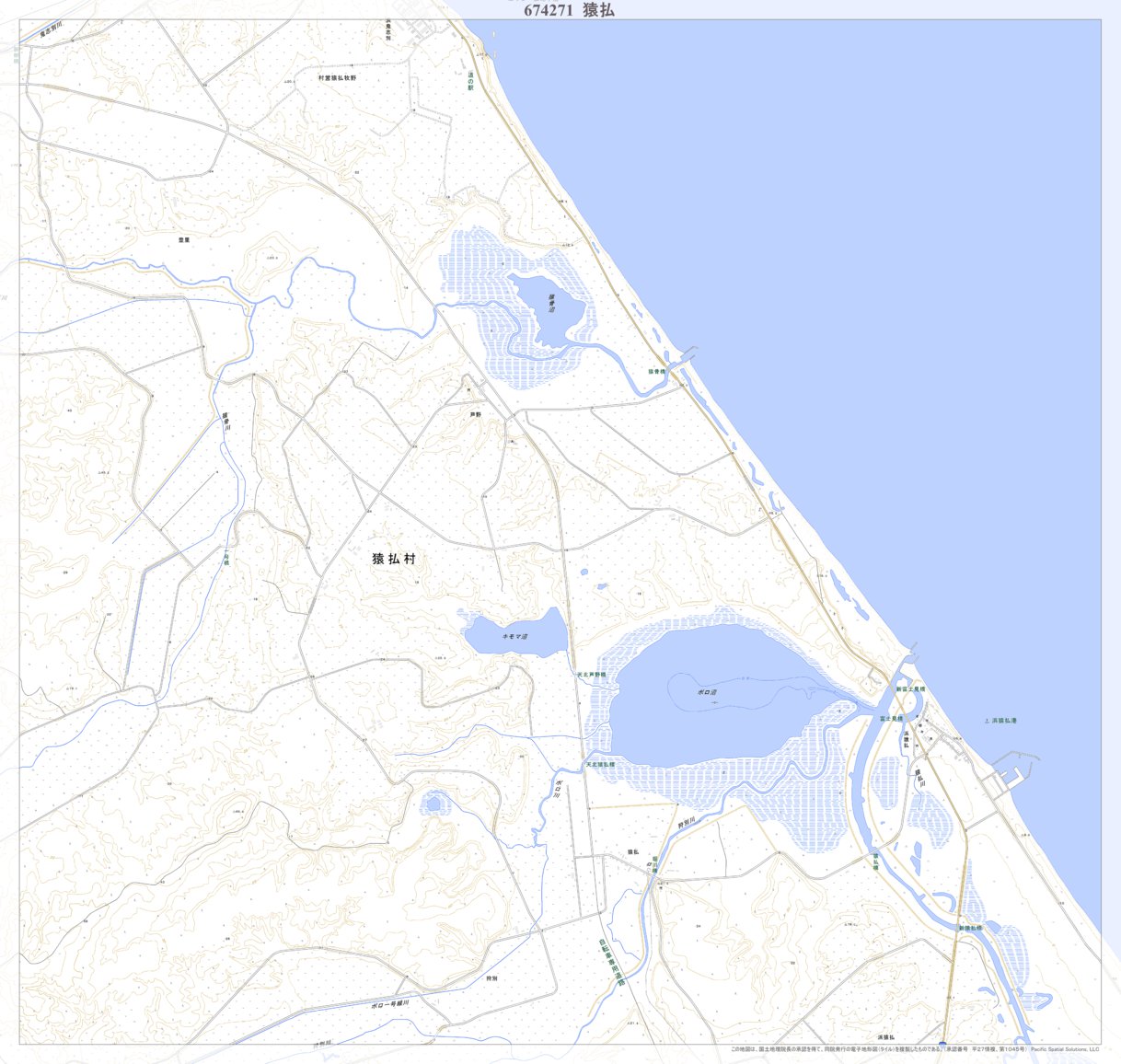 674271 猿払（さるふつ Sarufutsu）, 地形図 Map by Pacific Spatial Solutions, Inc ...