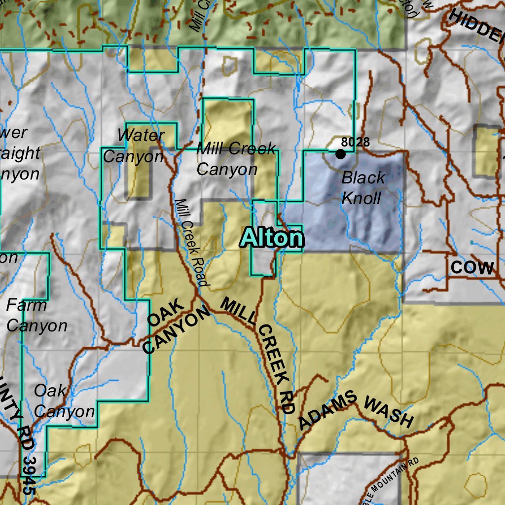 Paunsaugunt Utah Elk Hunting Unit Map with Land Ownership by HuntData ...