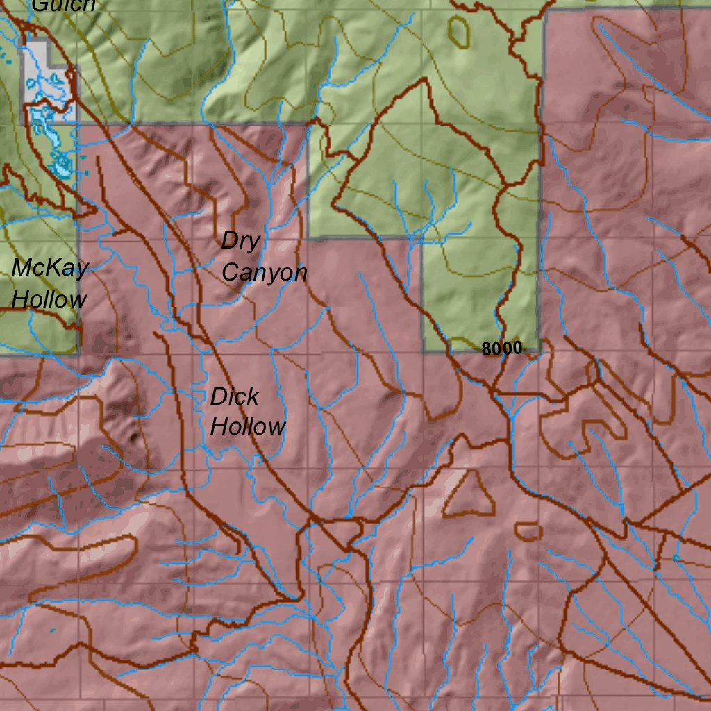 Bonanza_Vernal_Ystone_(West) Utah Elk Hunting Unit Map with Land ...