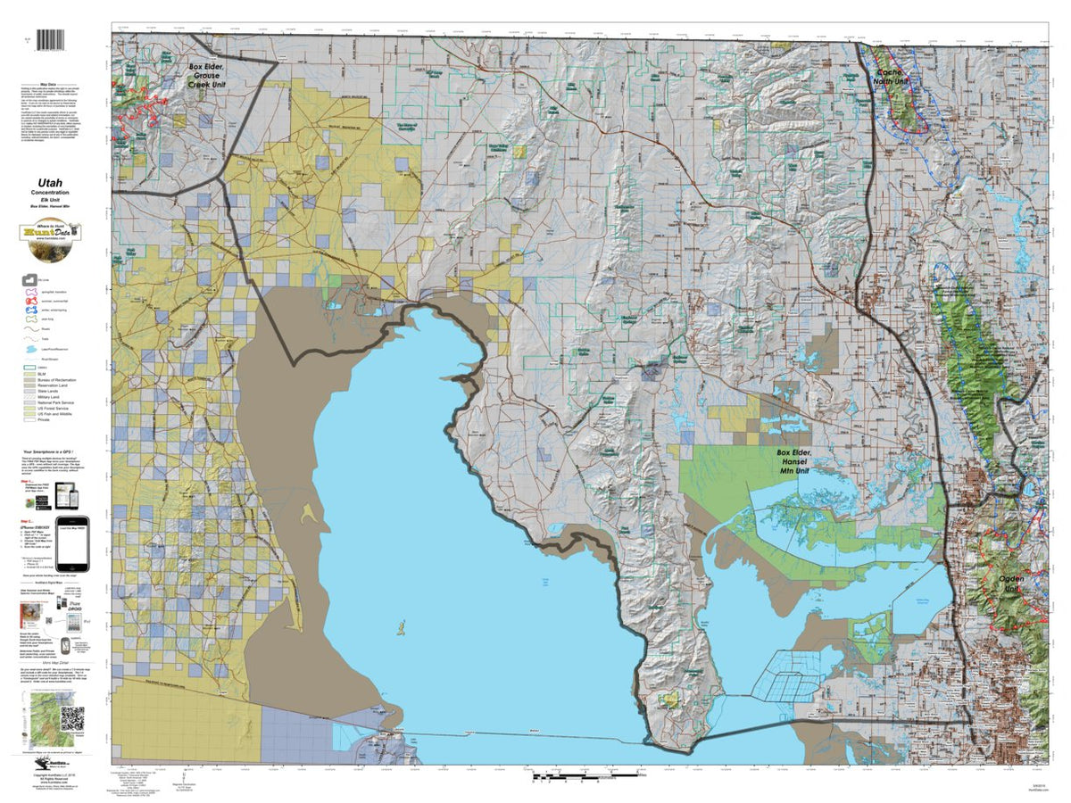 Box Elder, Hansel Mtn. Utah Elk Hunting Unit Map with Land Ownership ...