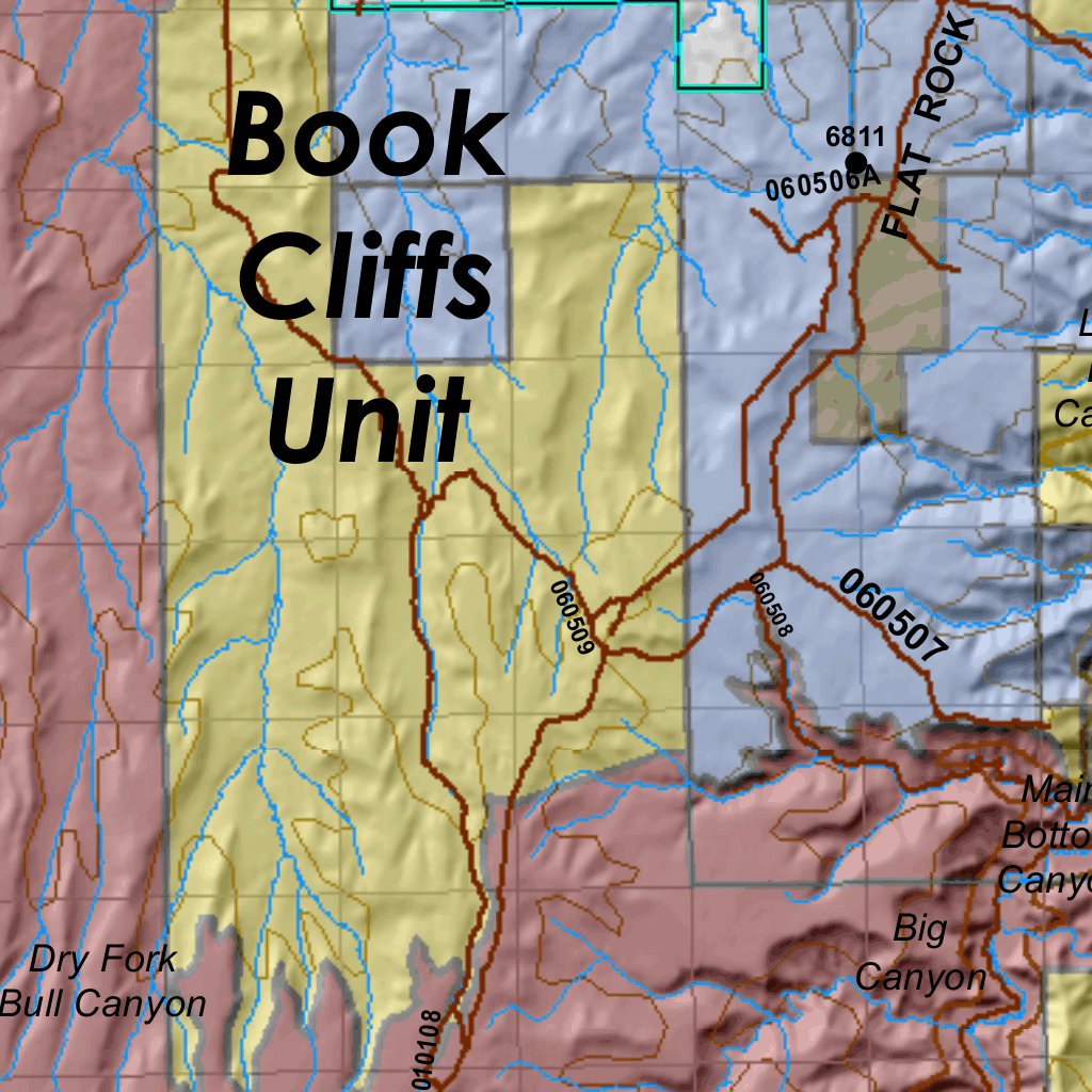 Book Cliffs Utah Mule Deer Hunting Unit Map with Land Ownership and ...