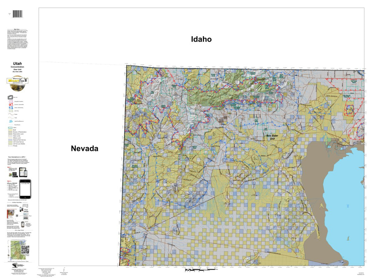 Box Elder NW Utah Mule Deer Hunting Unit Map with Land Ownership and ...