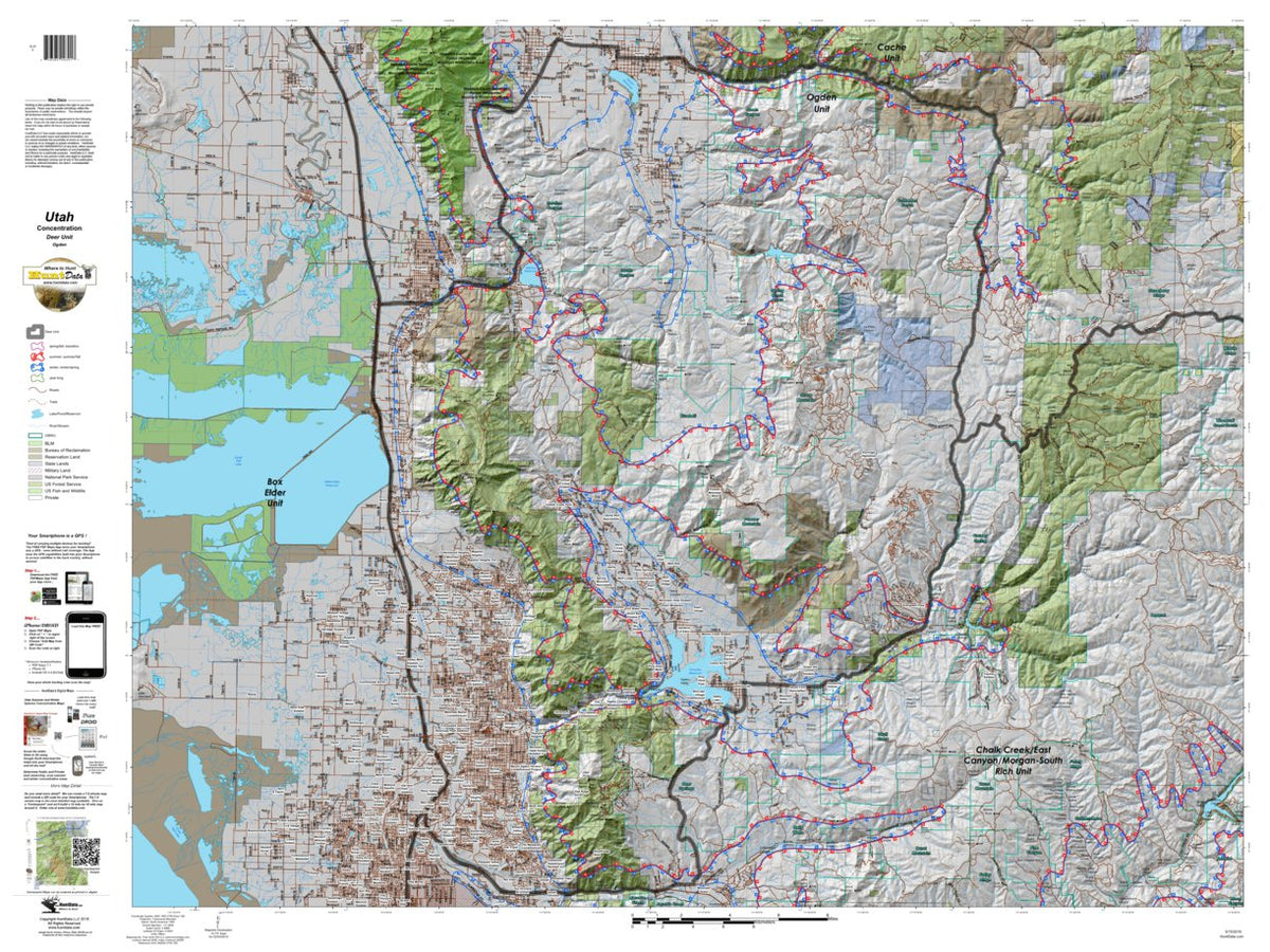 Ogden Utah Mule Deer Hunting Unit Map with Land Ownership and ...