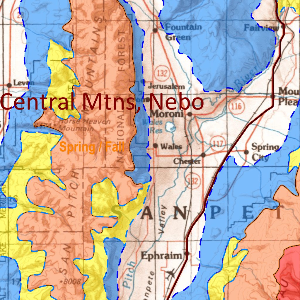Utah State Map with Mule Deer Unit Boundary Overlays by HuntData LLC ...