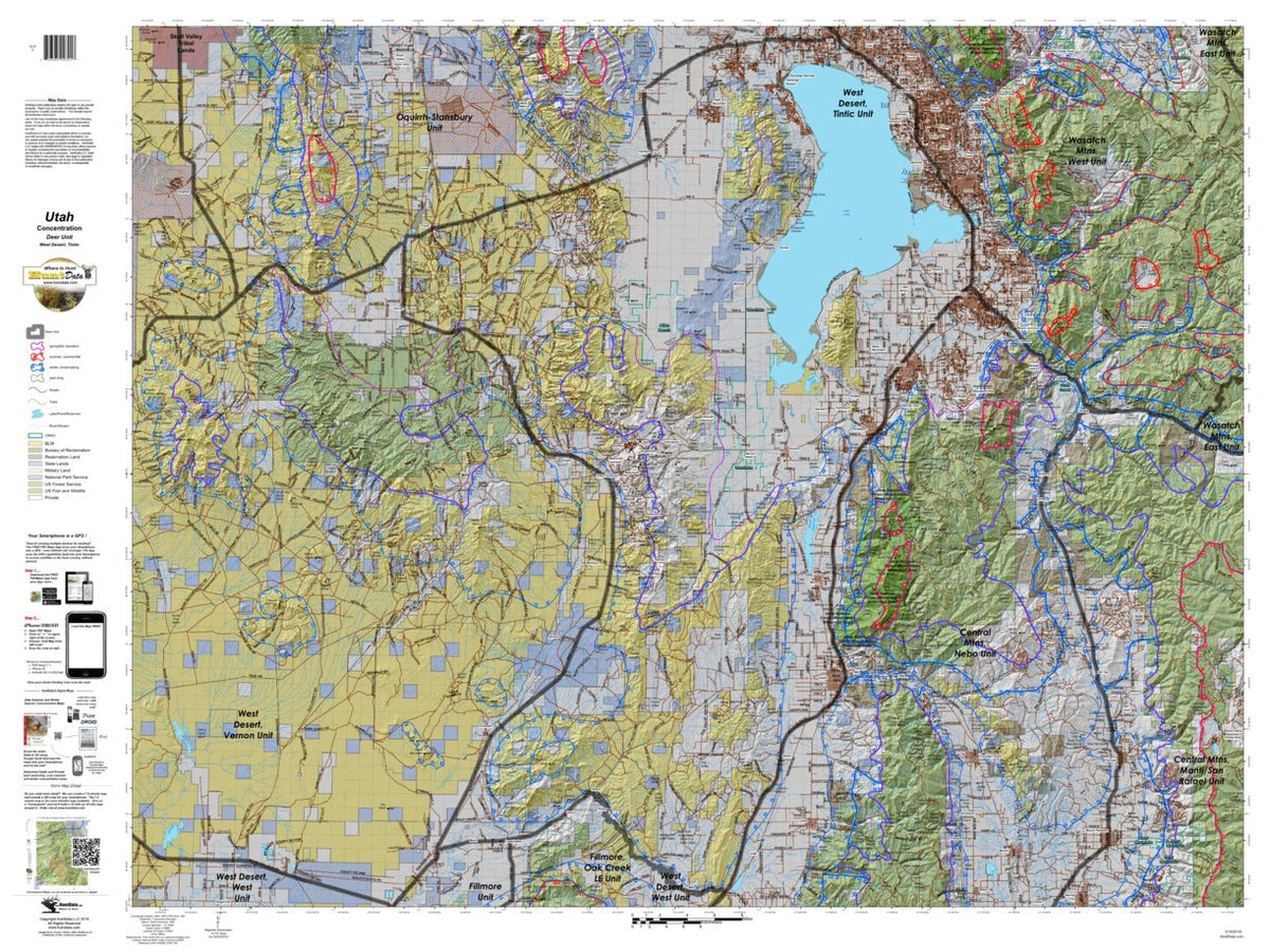 West Desert, Tintic Utah Mule Deer Hunting Unit Map with Land Ownership and Concentrations by ...