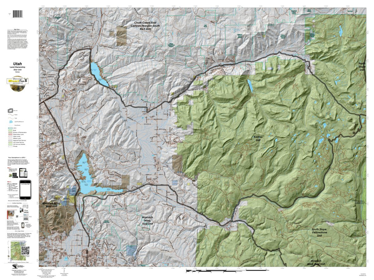 Kamas Utah Mule Deer Hunting Unit Map with Land Ownership by HuntData LLC | Avenza Maps