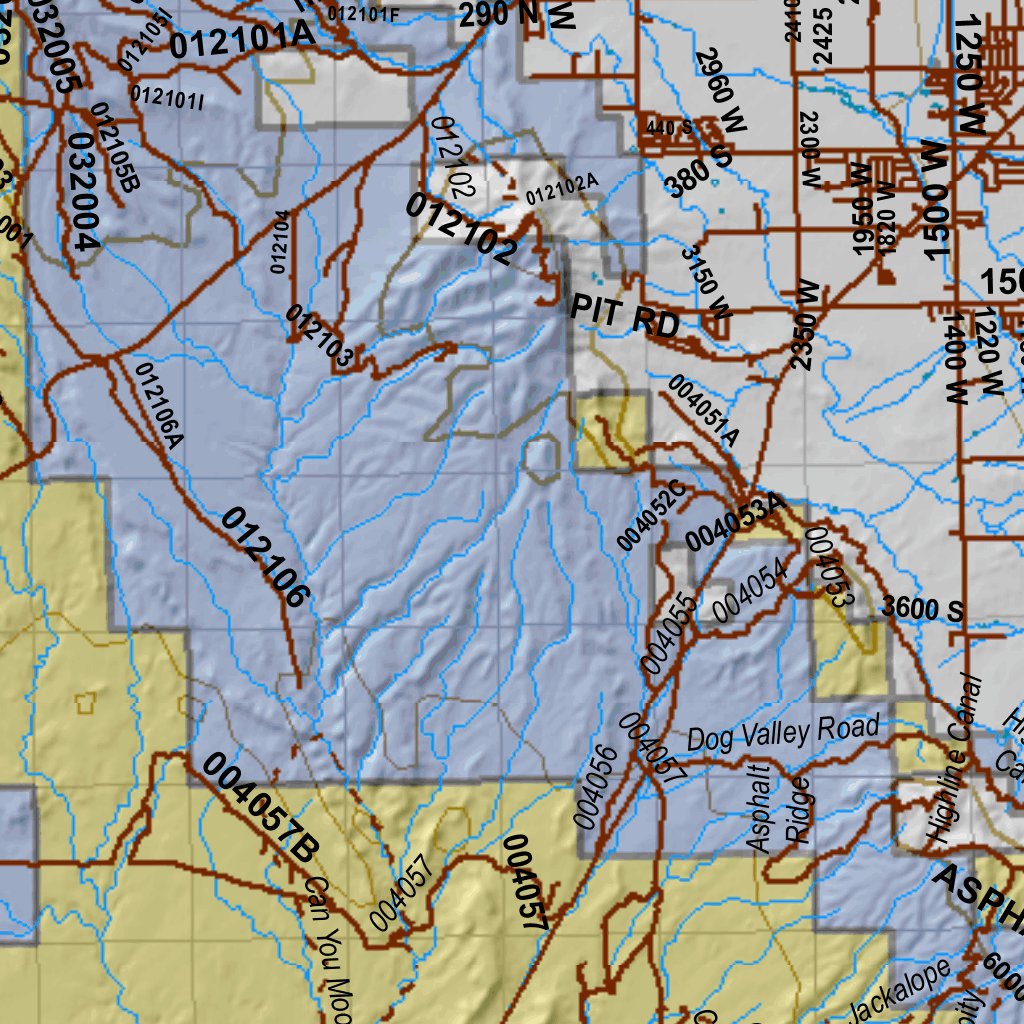 South Slope, Bonanza Vernal Utah Mule Deer Hunting Unit Map with Land ...