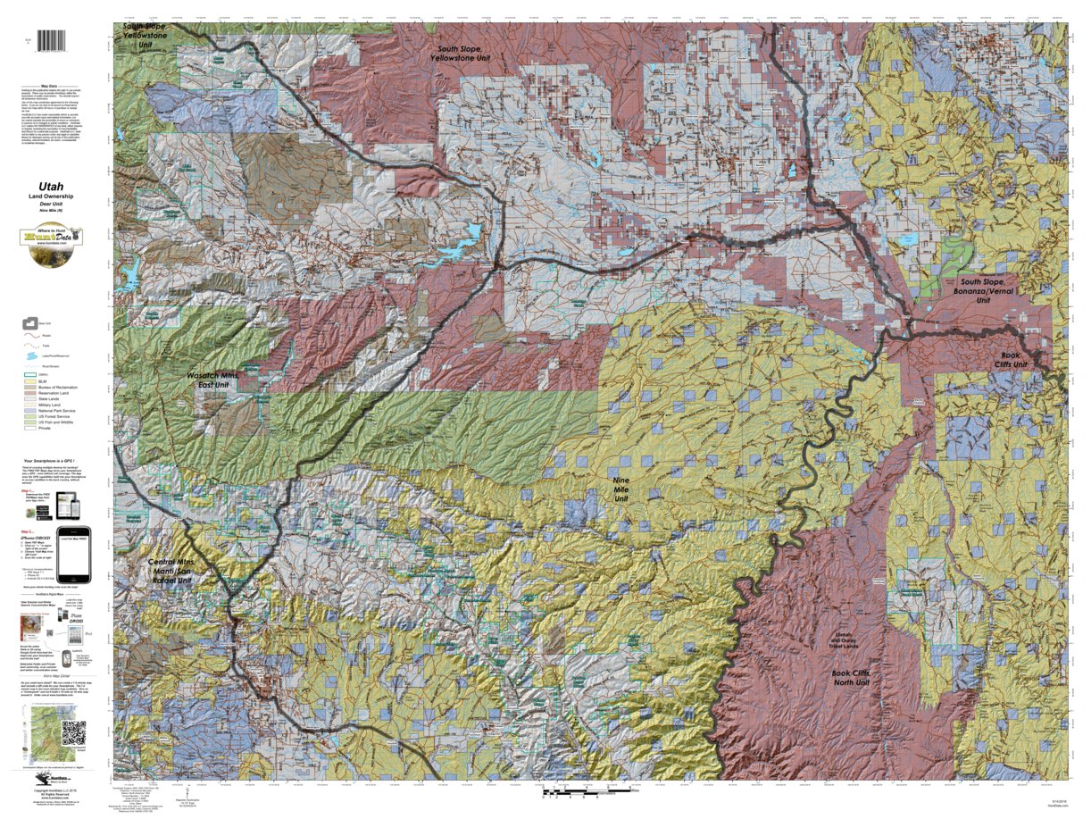 Nine Mile (N) Utah Mule Deer Hunting Unit Map with Land Ownership by ...