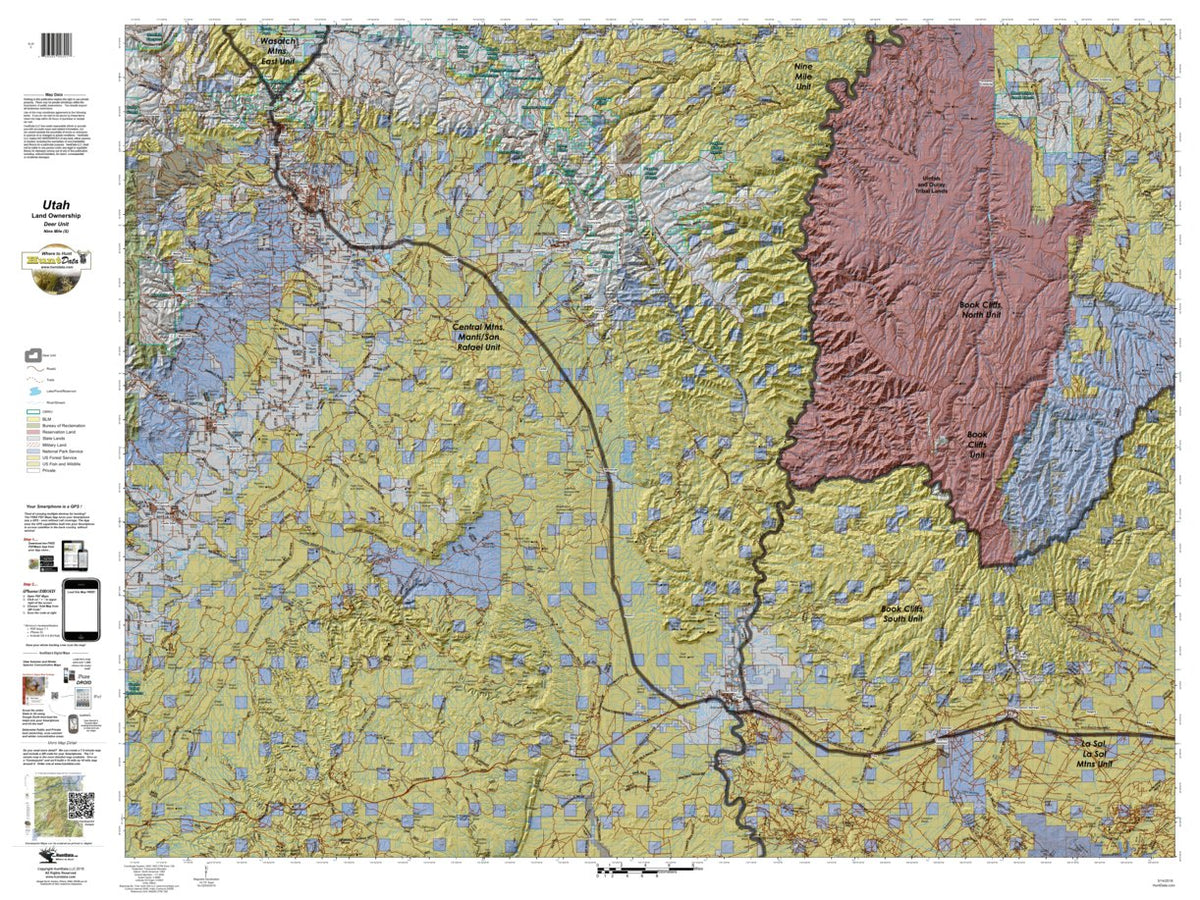Nine Mile (S) Utah Mule Deer Hunting Unit Map with Land Ownership by HuntData LLC | Avenza Maps