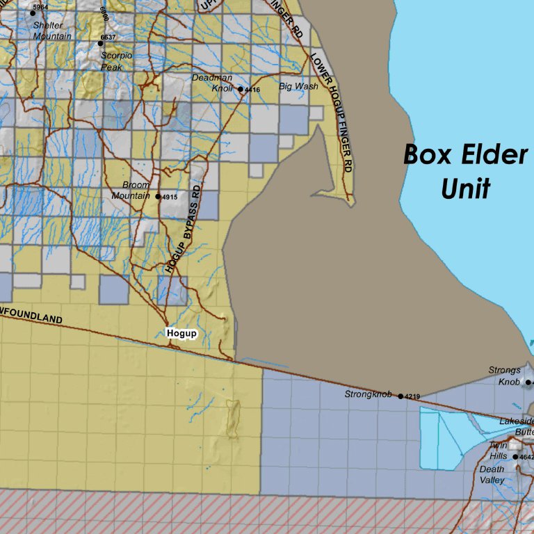 Box Elder Utah Mule Deer Hunting Unit Map with Land Ownership and Concentrations by HuntData LLC ...
