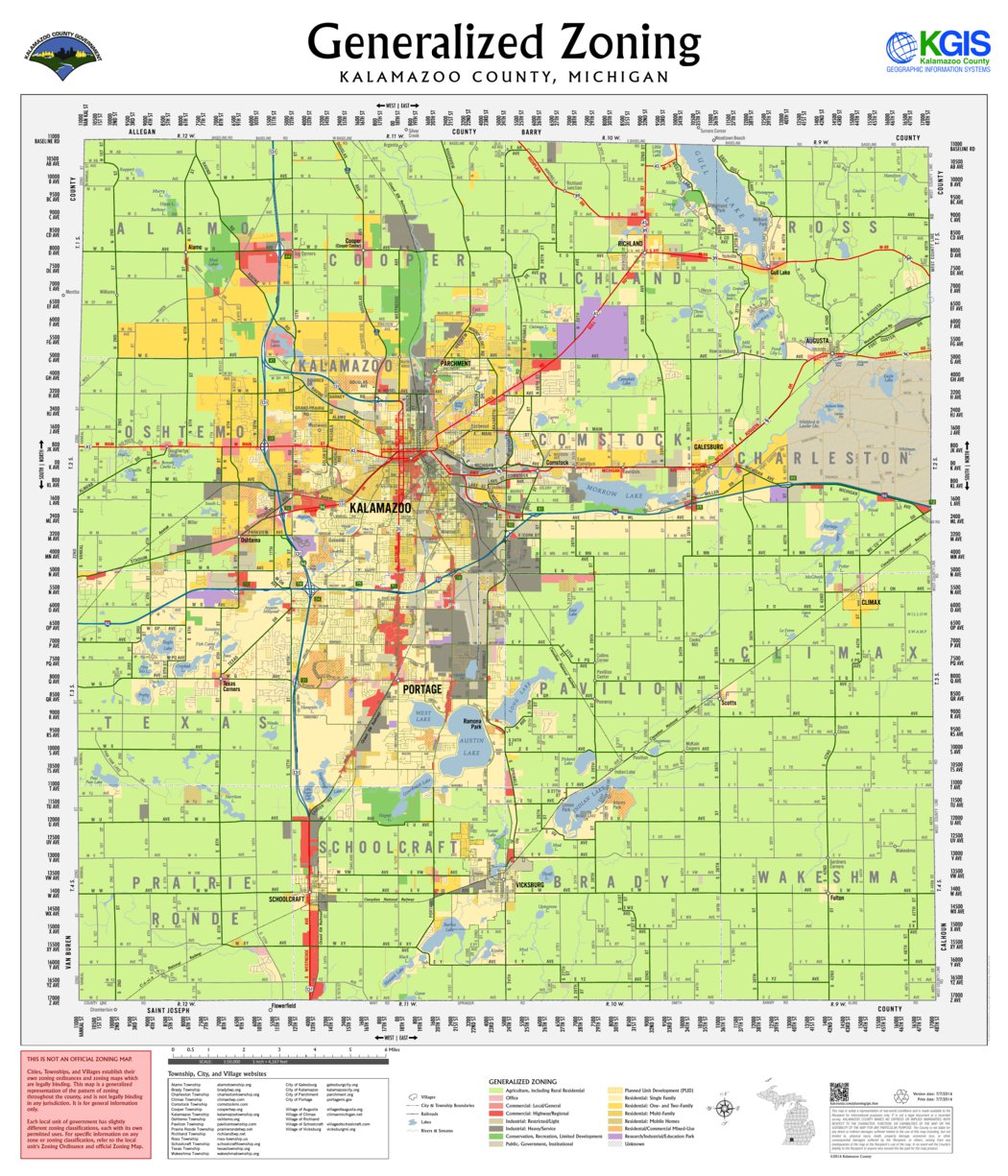 Kalamazoo County Generalized Zoning 2016 Map by Kalamazoo County ...