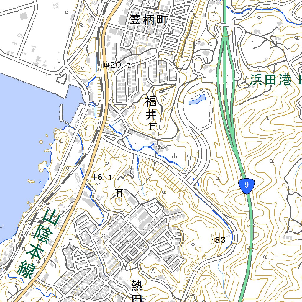 523220 浜田 （はまだ Hamada）, 地形図 Map by Pacific Spatial Solutions, Inc ...
