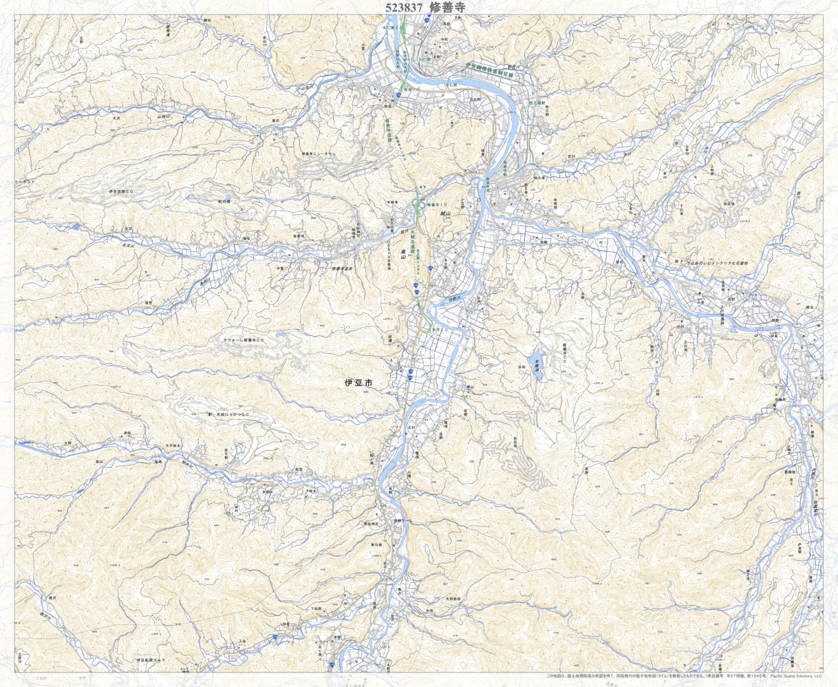523837 修善寺 （しゅぜんじ Shuzenji）, 地形図 Map by Pacific Spatial Solutions, Inc ...