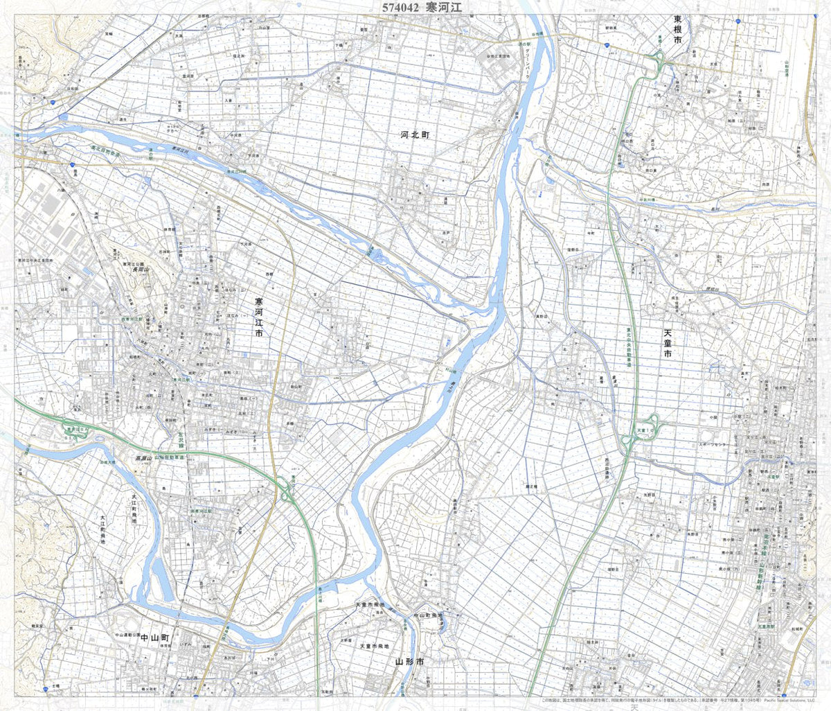 574042 寒河江 （さがえ Sagae）, 地形図 Map by Pacific Spatial Solutions, Inc ...