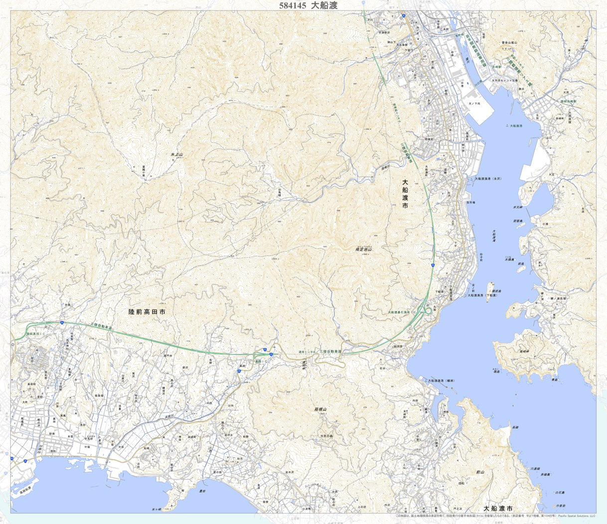584145 大船渡 （おおふなと Ofunato）, 地形図 Map by Pacific Spatial Solutions, Inc ...