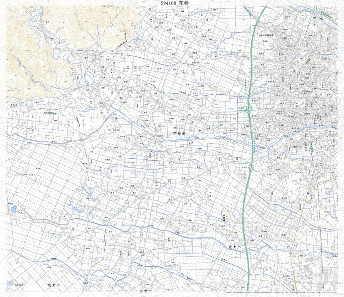 594100 花巻 （はなまき Hanamaki）, 地形図 Map by Pacific Spatial Solutions, Inc ...