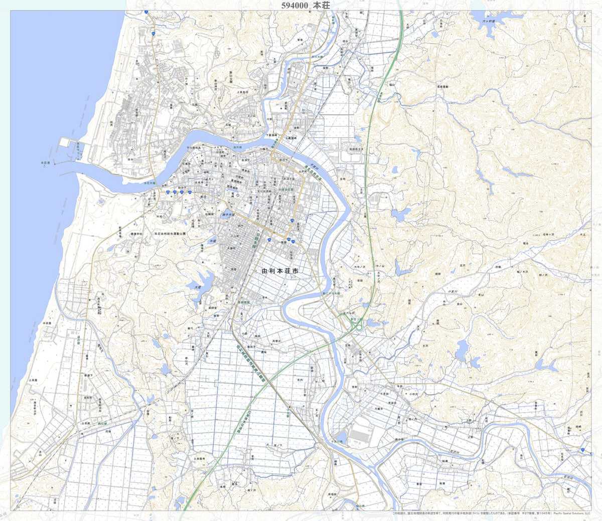 594000 本荘 （ほんじょう Honjo）, 地形図 Map by Pacific Spatial Solutions, Inc ...