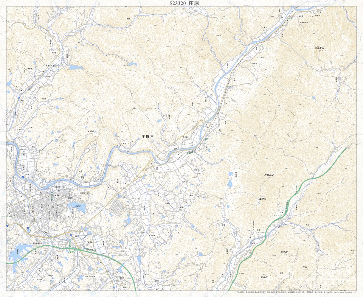523320 庄原 （しょうばら Shobara）, 地形図 Map by Pacific Spatial Solutions, Inc ...