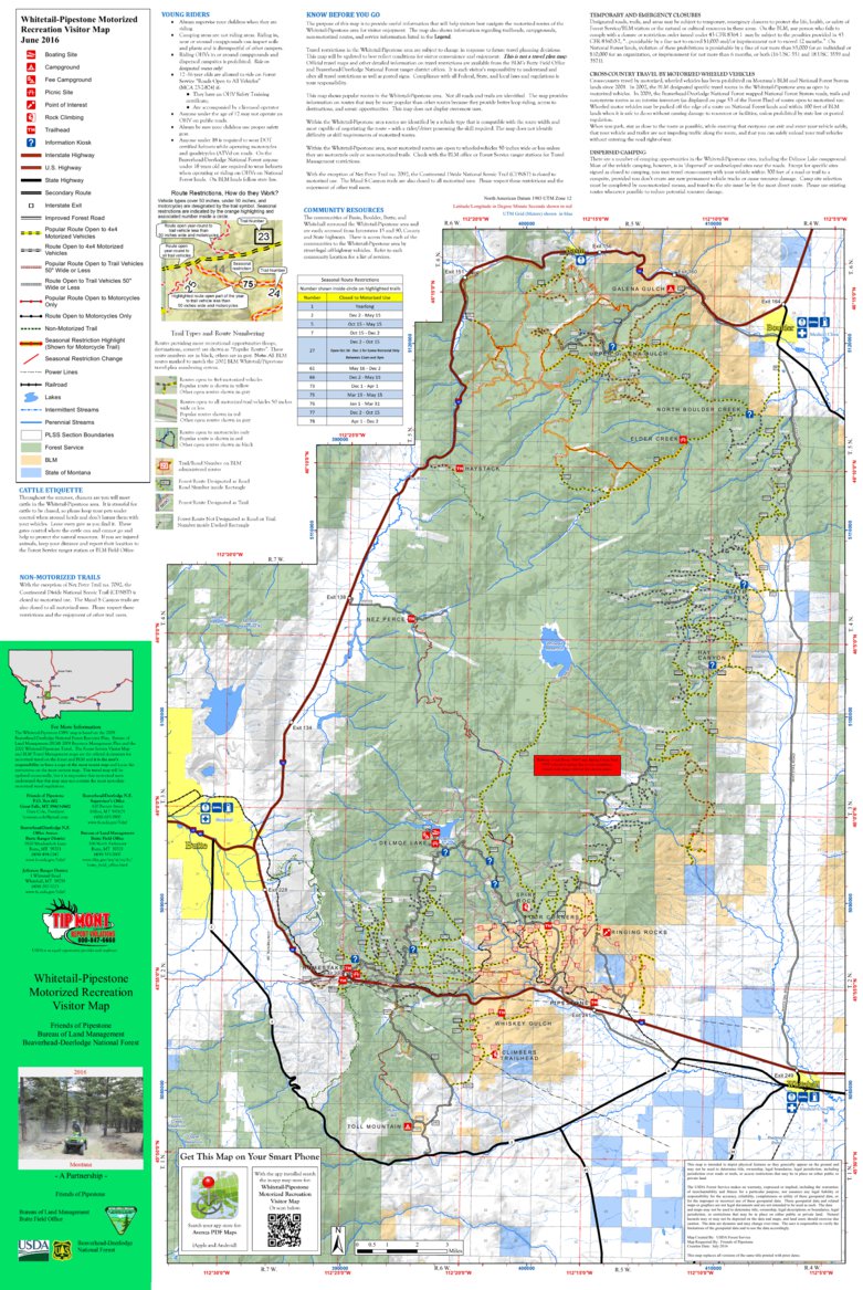 Whitetail-Pipestone Motorized Recreation Visitor Map by MontanaGPS ...
