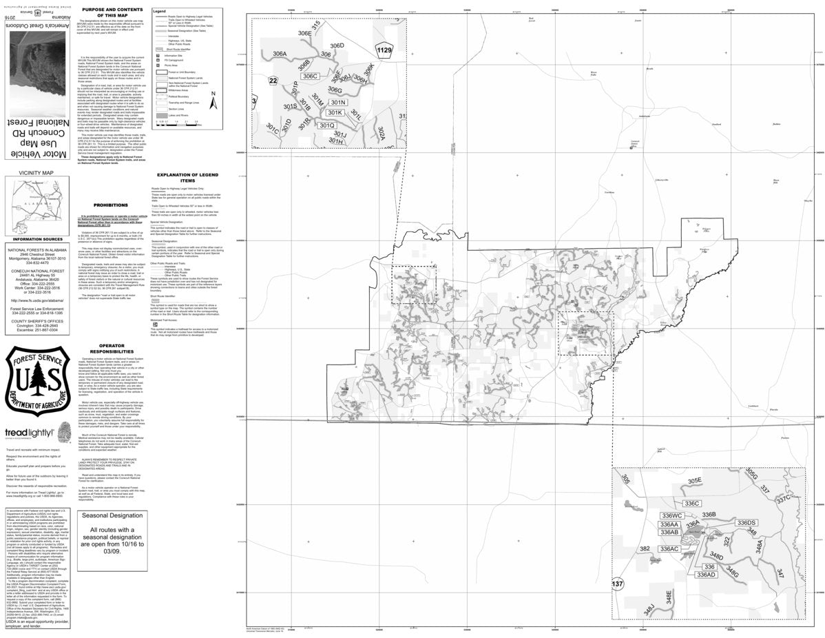 Motor Vehicle Use Map, MVUM, Conecuh by US Forest Service R8 | Avenza Maps
