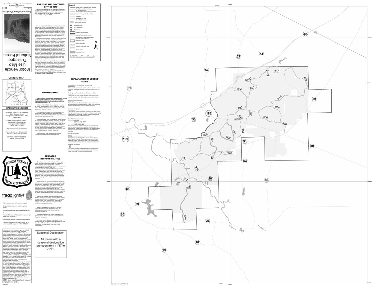 Motor Vehicle Use Map, MVUM, Tuskegee by US Forest Service R8 | Avenza Maps