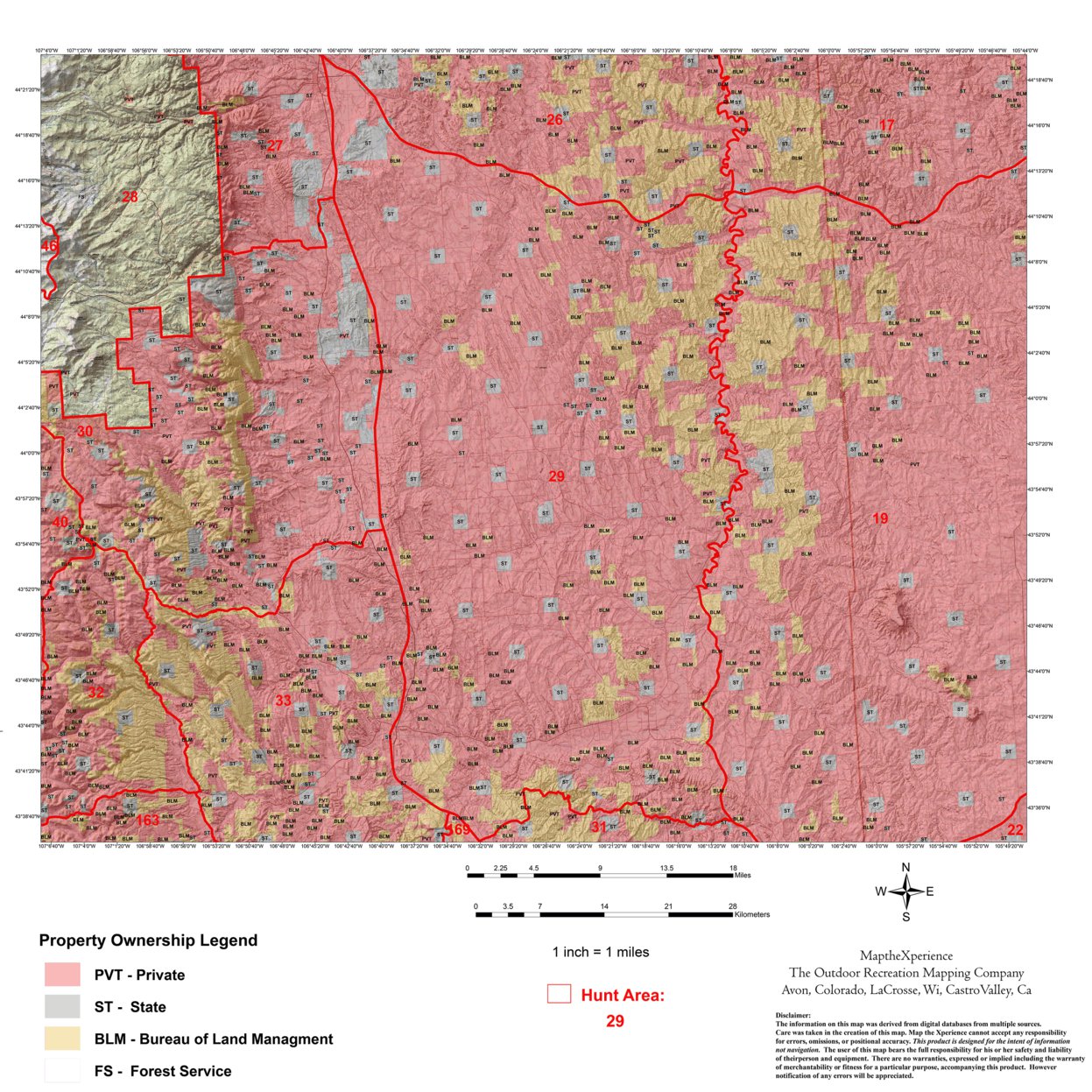 Wyoming Deer Hunt Area 29 - Hunt Wyoming Map by Map the Xperience ...