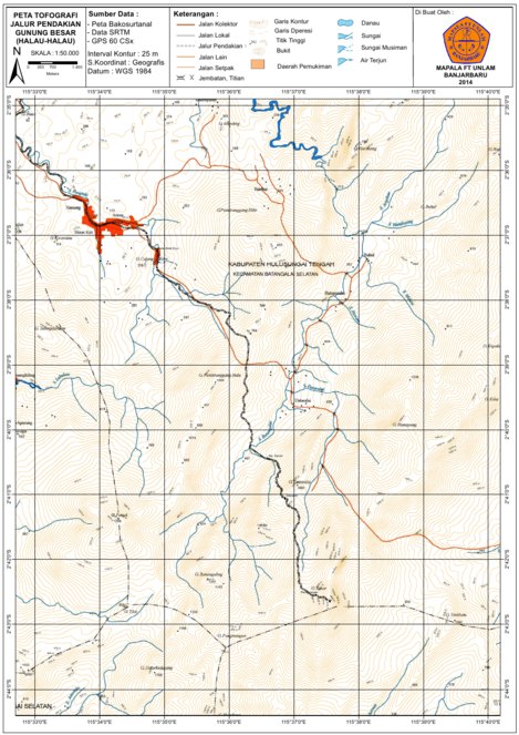 Peta Tofografi Halau-halau Map by Mapala Fakultas Teknik UNLAM | Avenza ...