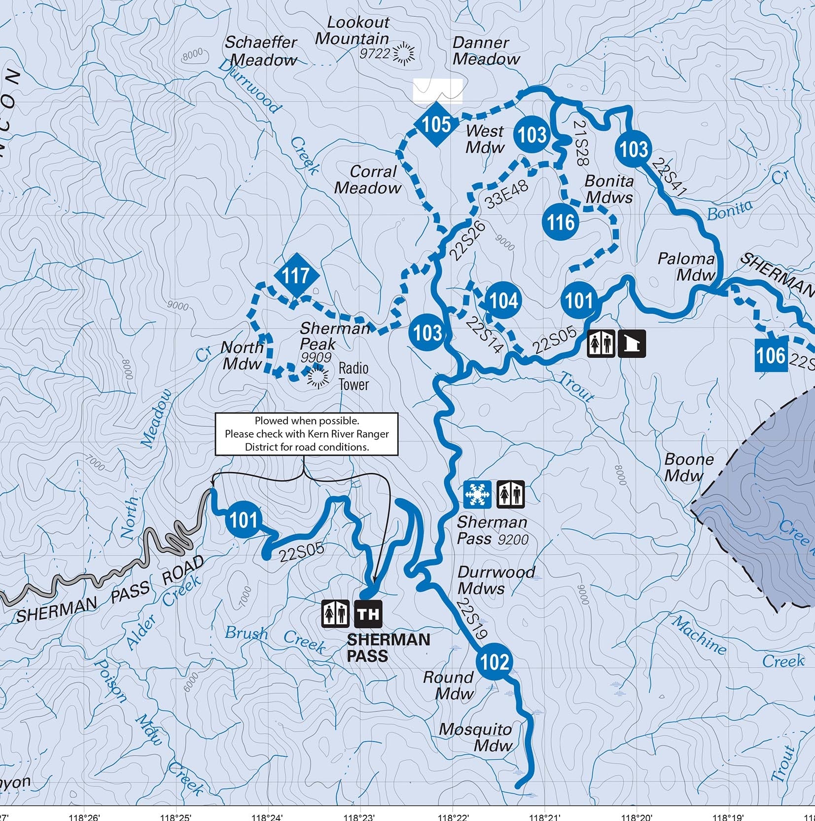 Winter Recreation Map & Guide, Sequoia National Forest by US Forest ...