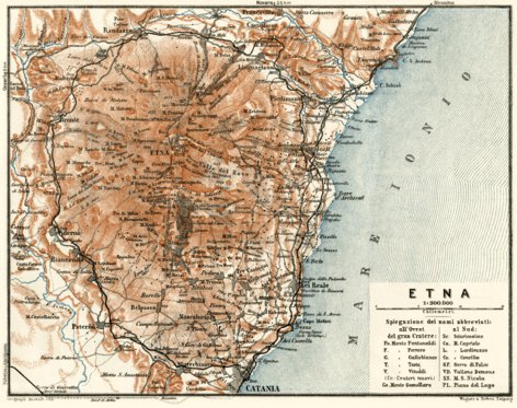 Etna Mount and its environs Map, 1929 by Waldin | Avenza Maps