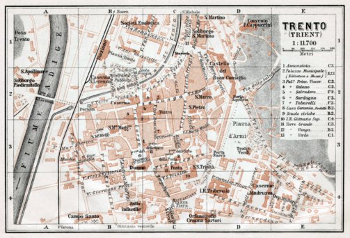 Trento (Trient) city Map, 1910 by Waldin | Avenza Maps