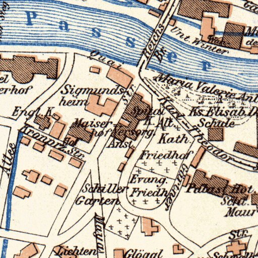 Meran (Merano) city Map, 1911 by Waldin | Avenza Maps