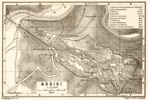 Assisi town plan, 1909 Map by Waldin | Avenza Maps