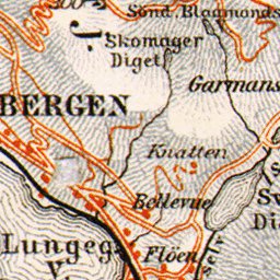 Bergen city Map, 1911 by Waldin | Avenza Maps