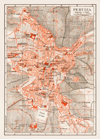 Perugia city Map, 1903 by Waldin | Avenza Maps