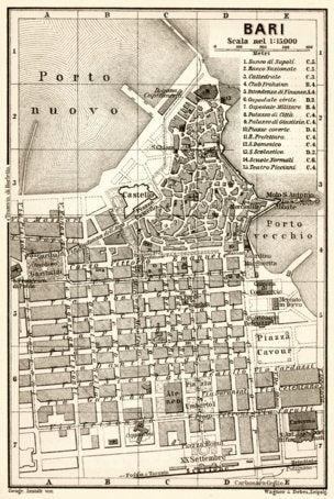 Bari town plan, 1912 Map by Waldin | Avenza Maps