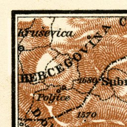 Map of the Gulf of Kotor (Boka Kotorska) and Cattaro (Kotor) town plan ...