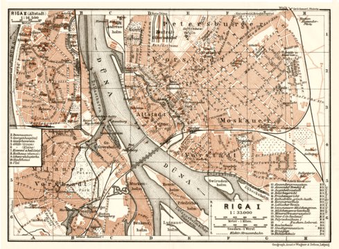 Rīga city Map, 1914 by Waldin | Avenza Maps