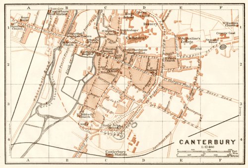 Canterbury city Map, 1906 by Waldin | Avenza Maps