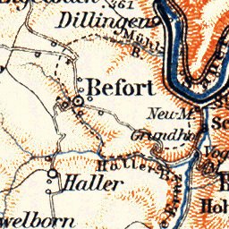 Echternach to Ettelbrück district Map, 1904 by Waldin | Avenza Maps