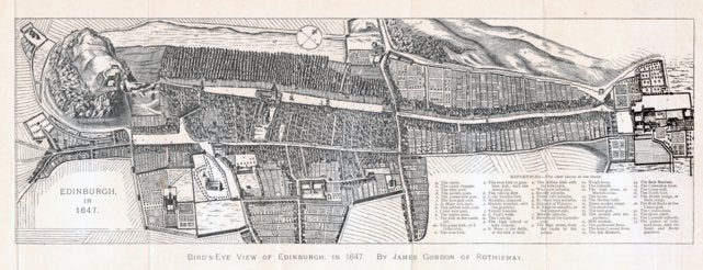 Bird's-eye view to Edinburgh of 1647, 1908 Map by Waldin | Avenza Maps