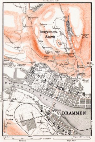 Drammen town plan, 1911 Map by Waldin | Avenza Maps
