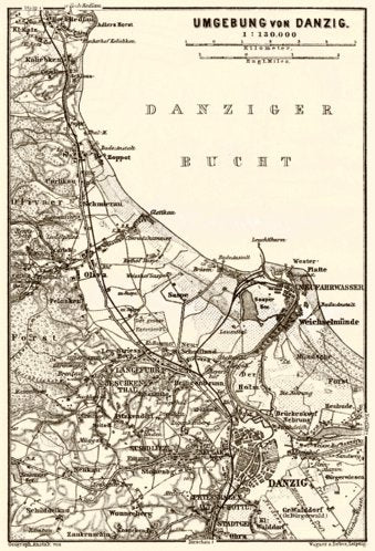 Danzig (Gdańsk) environs Map, 1887 by Waldin | Avenza Maps