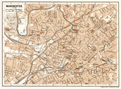 Manchester city Map, 1906 by Waldin | Avenza Maps