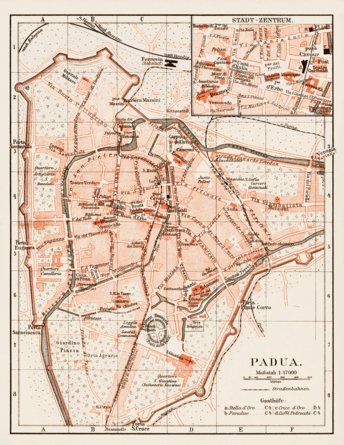Padua (Padova) city Map, 1903 by Waldin | Avenza Maps