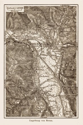 Map of the environs of Meran, 1903 by Waldin | Avenza Maps