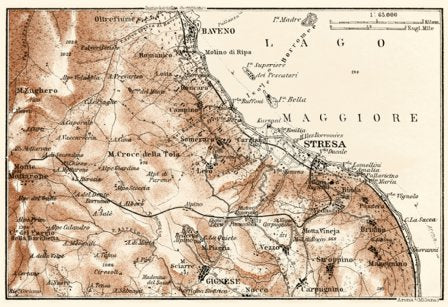 Baveno and Stresa environs Map, 1913 by Waldin | Avenza Maps