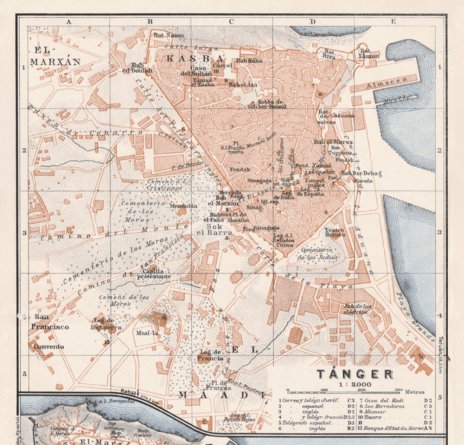 Tánger (طنجة, Tangier) city Map, 1929 by Waldin | Avenza Maps